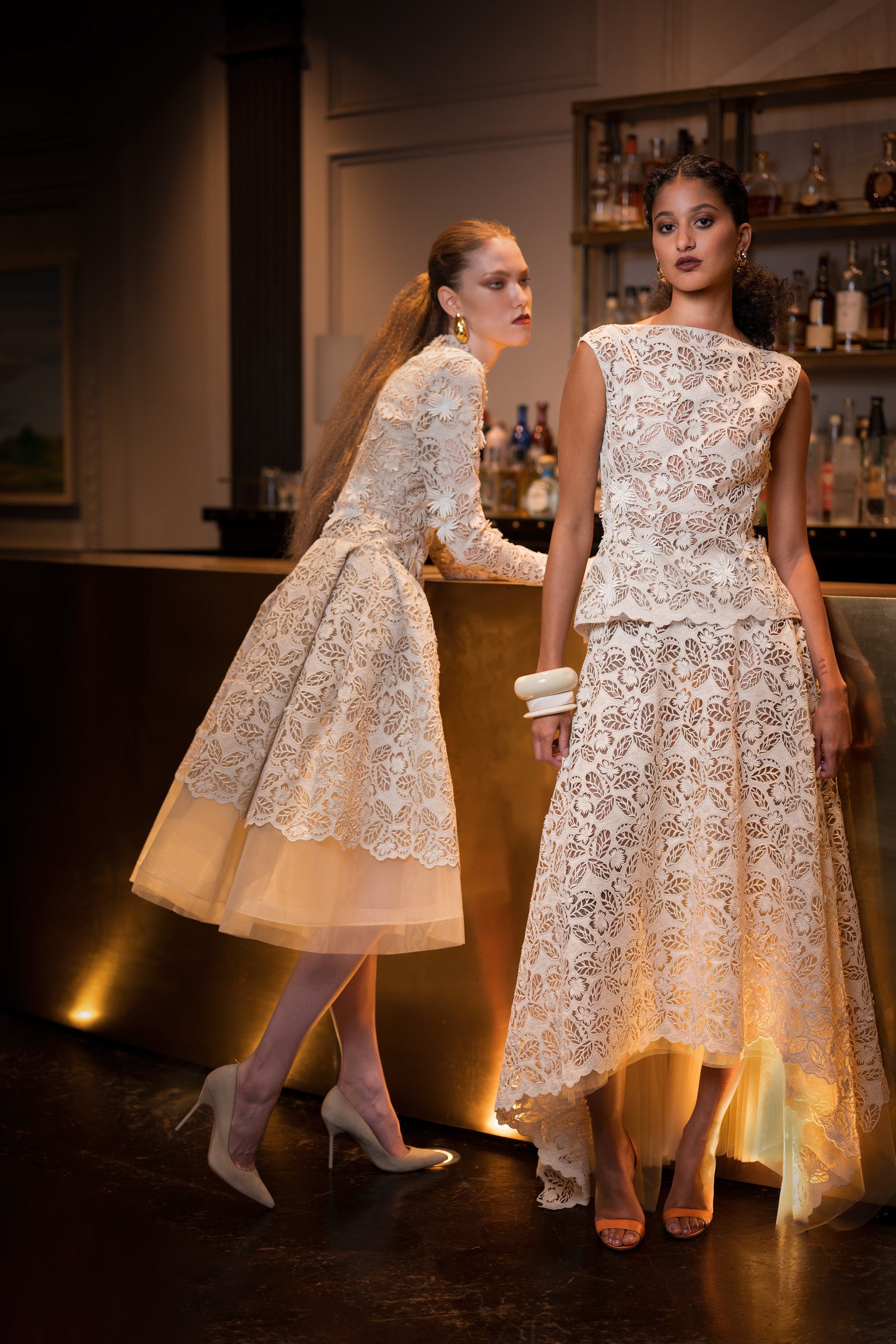 Jasmine Web Lace and Pleated Tulle Canopy Skirt