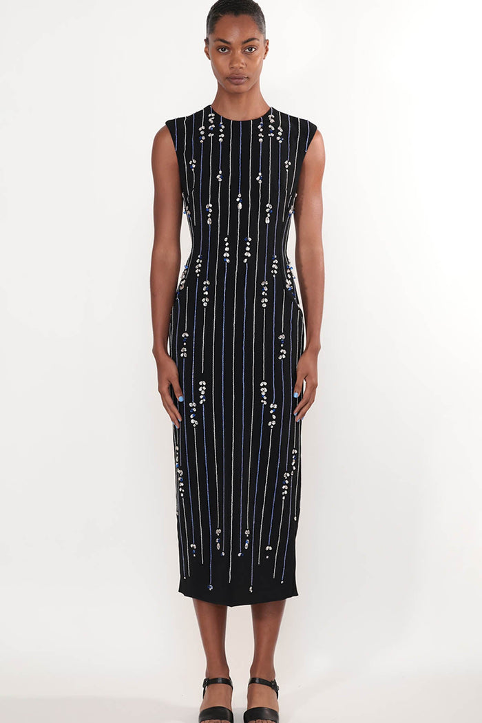 Ponte Crystal Embroidered Dress