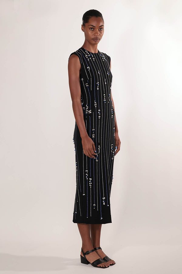 Ponte Crystal Embroidered Dress